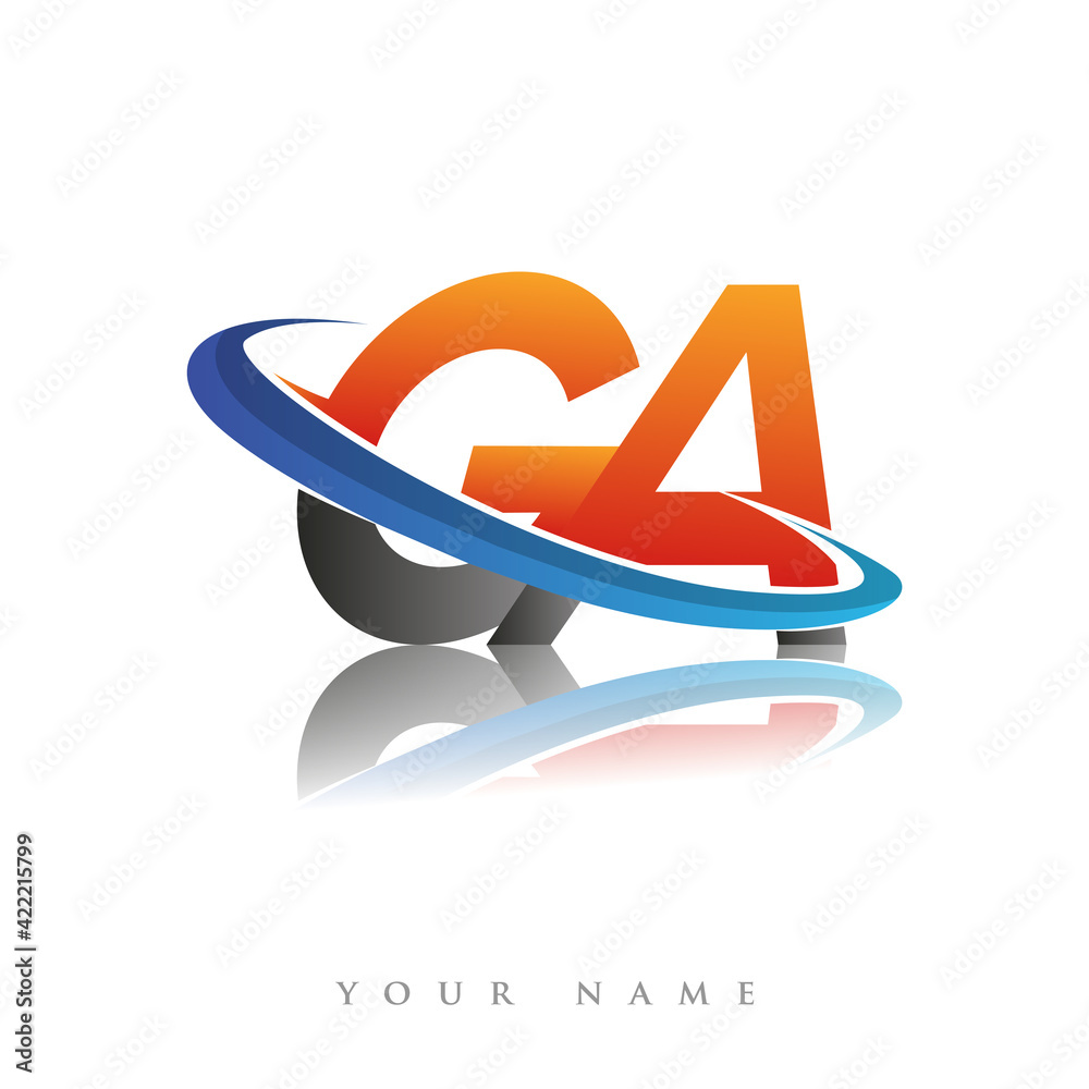 initial logo GA company name colored orange and blue swoosh design ...