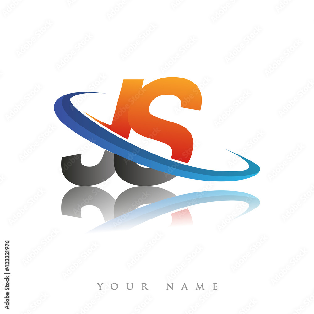 initial logo JS company name colored orange and blue swoosh design ...