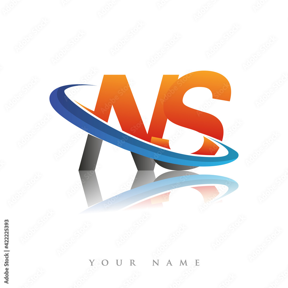 initial logo NS company name colored orange and blue swoosh design ...