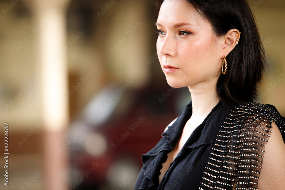 LGBT Transgender model travels on train at station railway Stock Photo ...