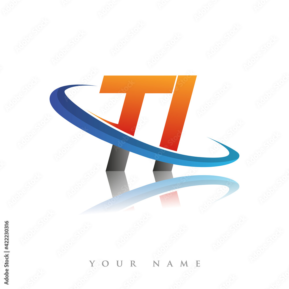 initial logo TI company name colored orange and blue swoosh design ...