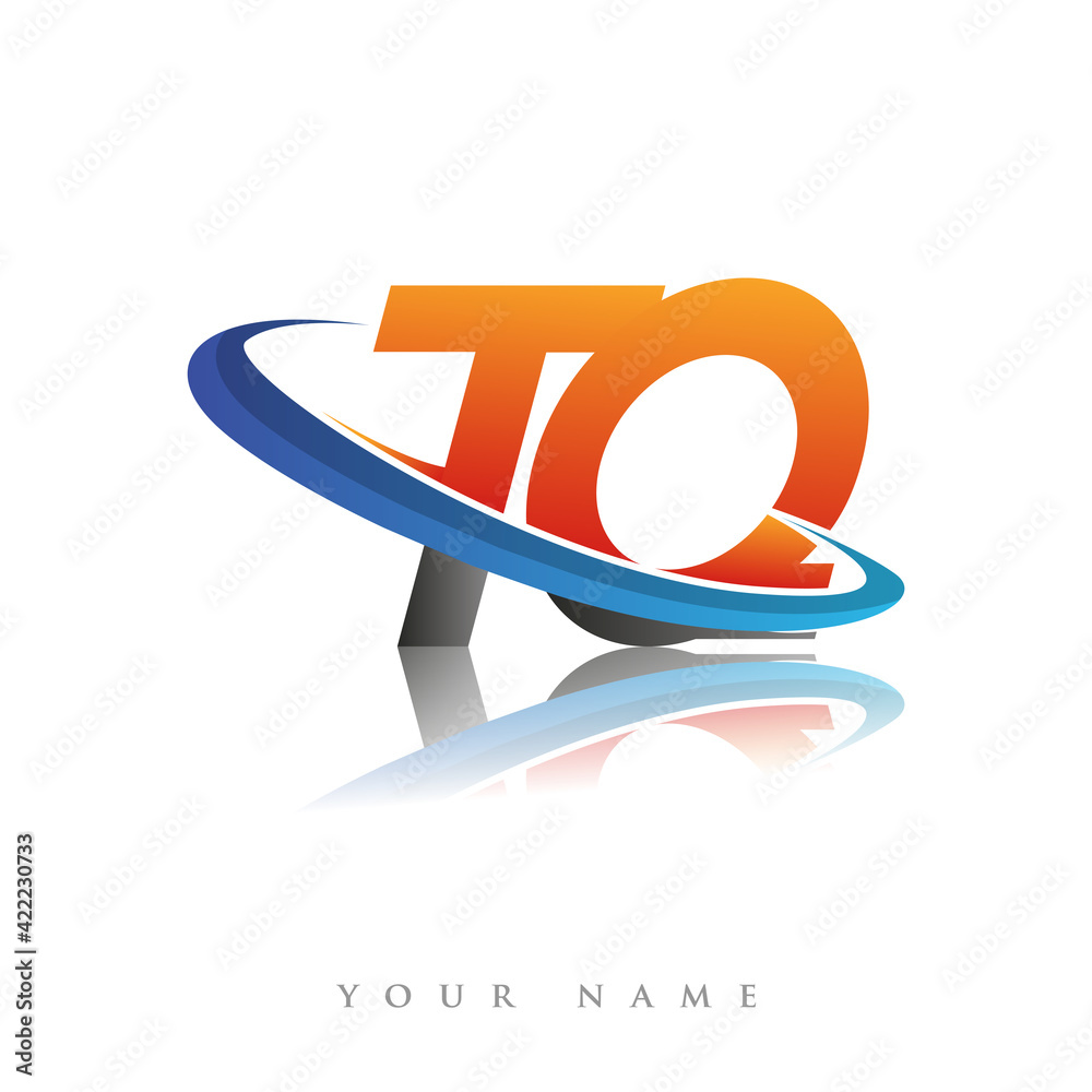 initial logo TQ company name colored orange and blue swoosh design ...