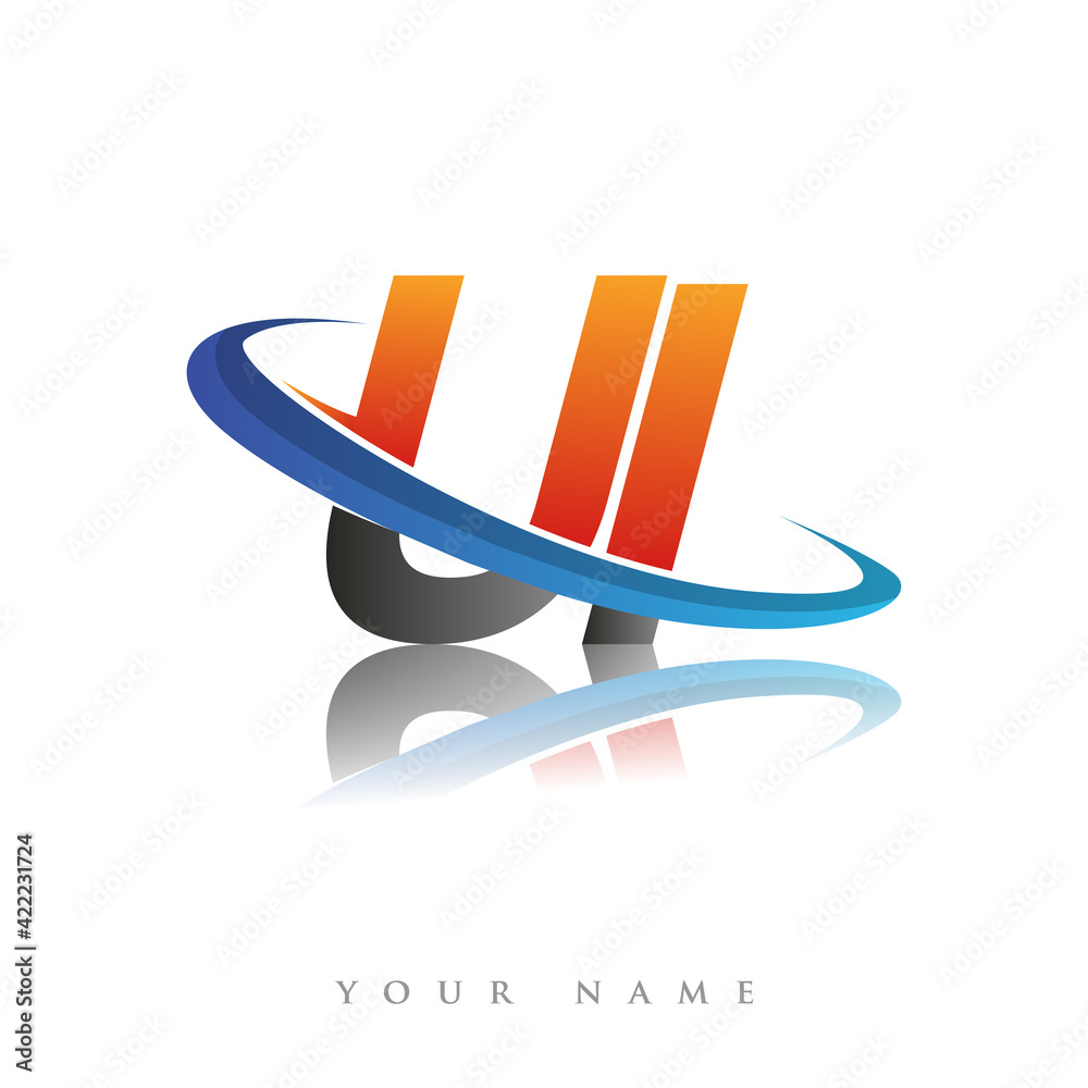 initial logo UI company name colored orange and blue swoosh design ...