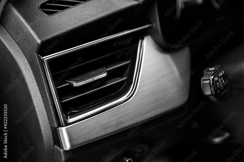 Car air conditioning system grid panel on console, air ventilation ...