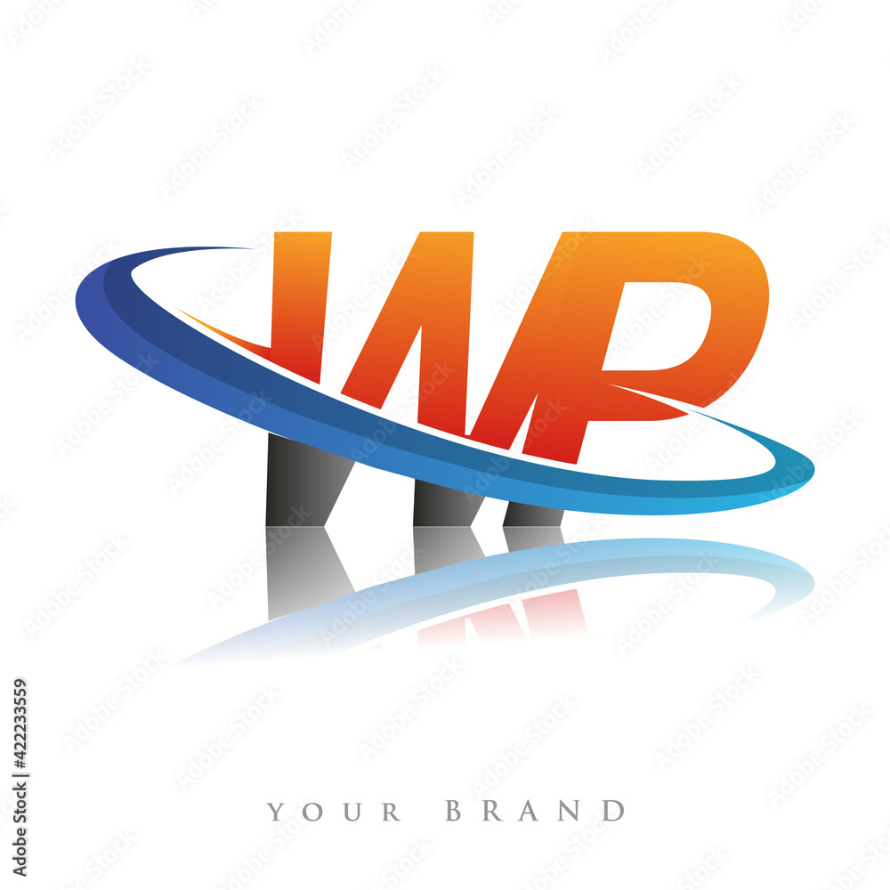 initial logo WP company name colored orange and blue swoosh design ...