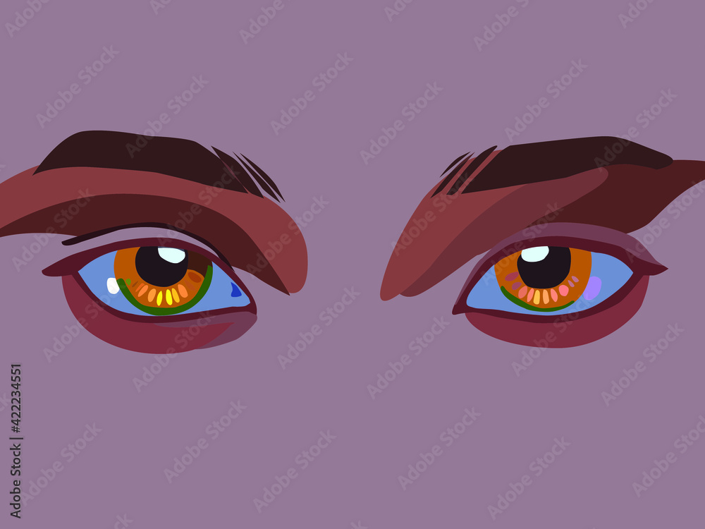 vector color sketch of a pair of eyes as a design element for prints ...