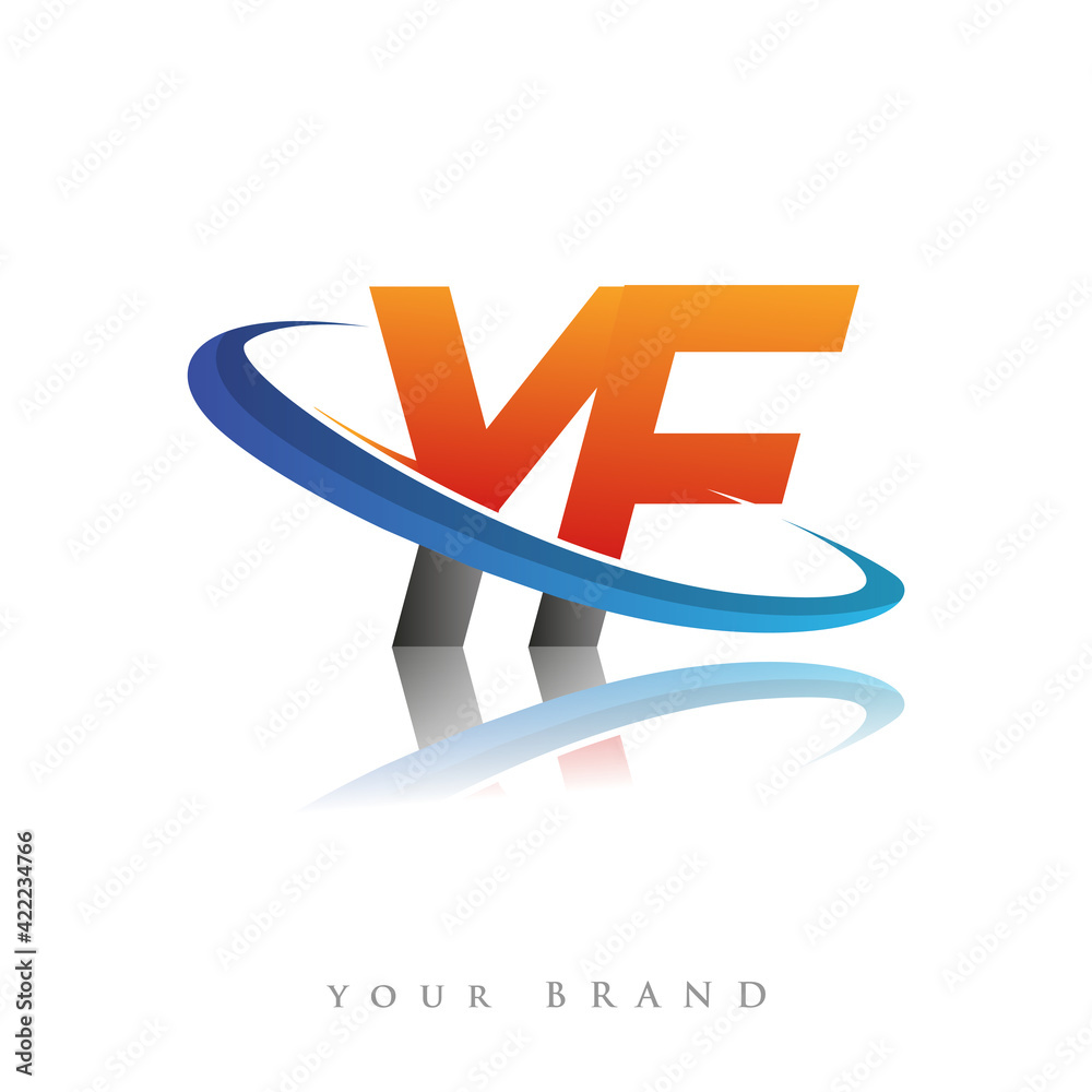 initial logo YF company name colored orange and blue swoosh design ...