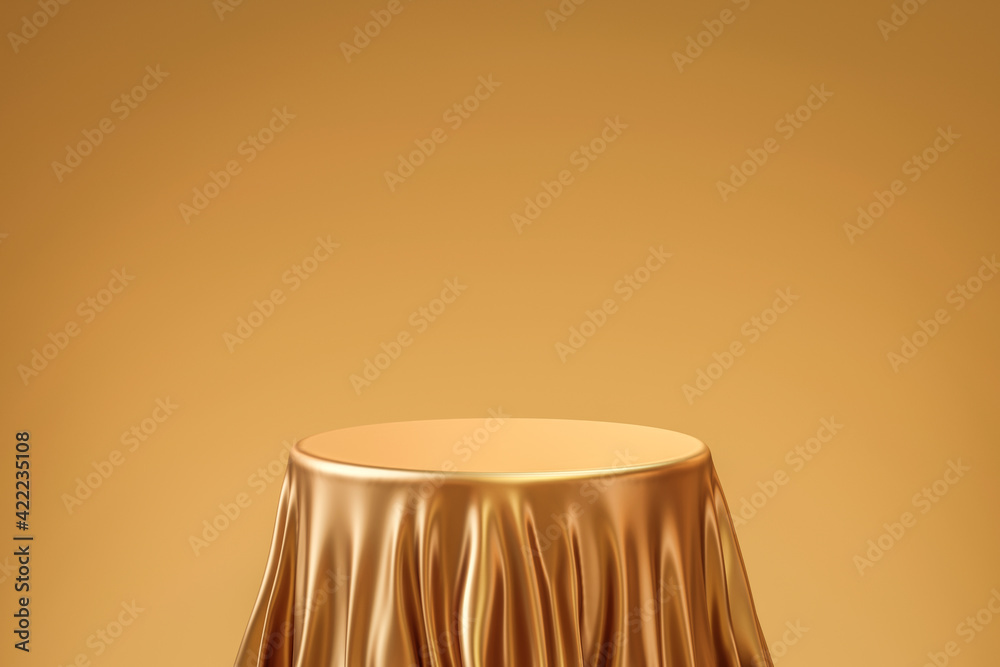 Gold elegant table product background stand or podium pedestal on ...