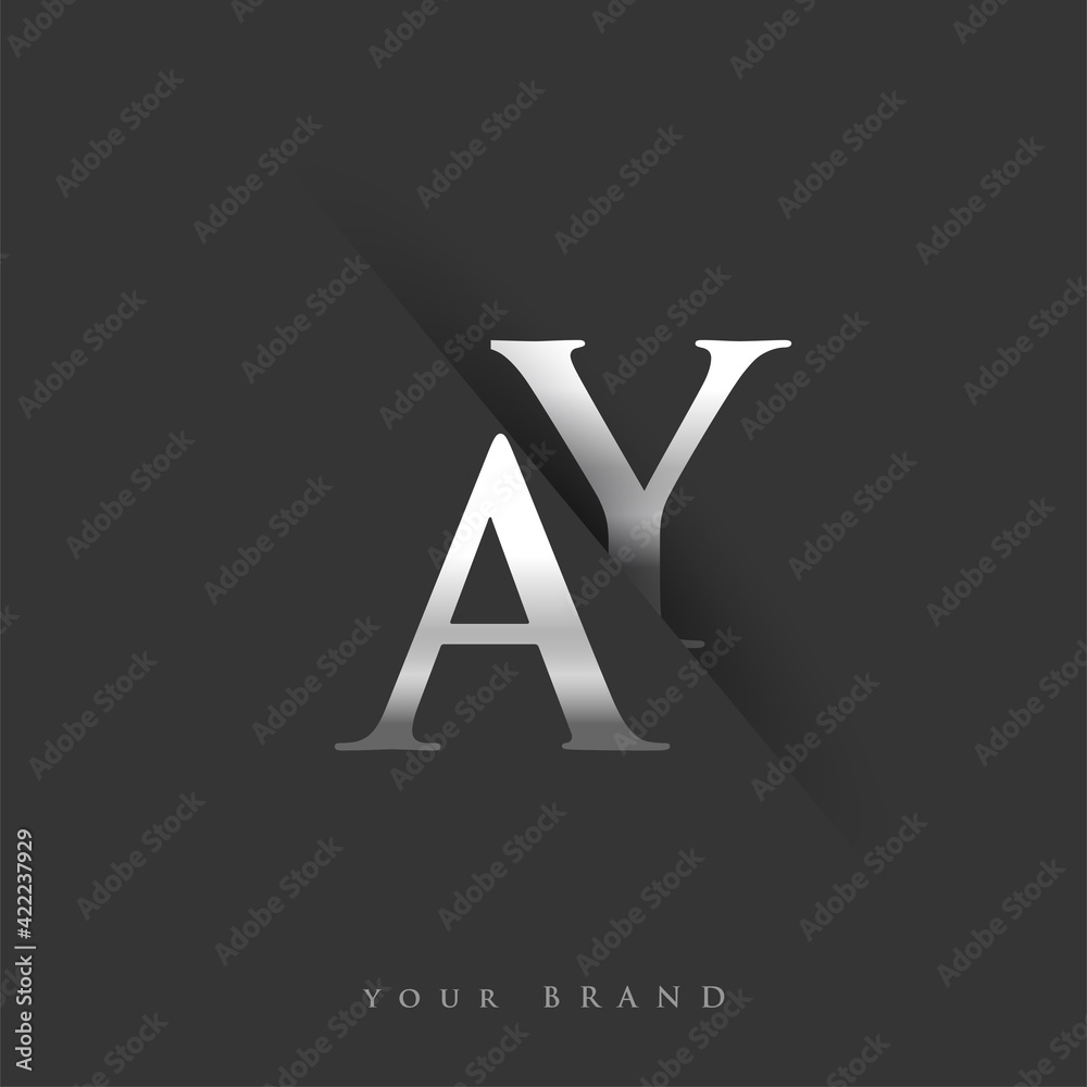 initial logo letter AY for company name, silver color and slash design ...