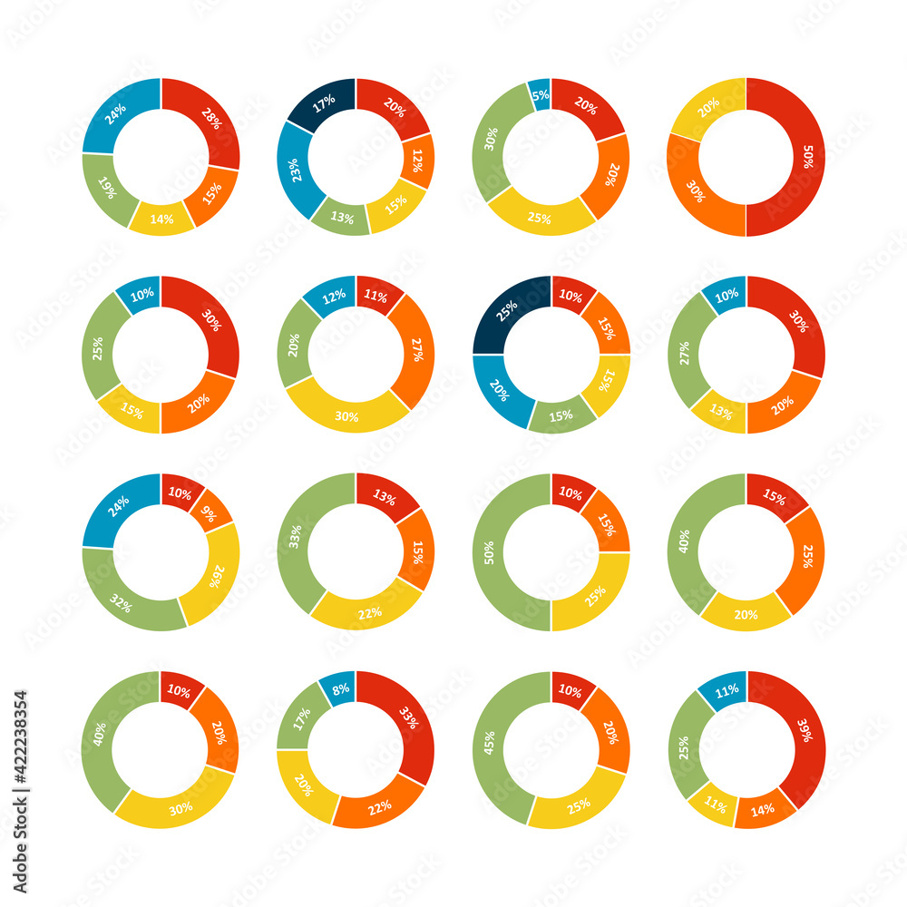 Infographic pie graph set. Vector illustration. Colorful diagram ...