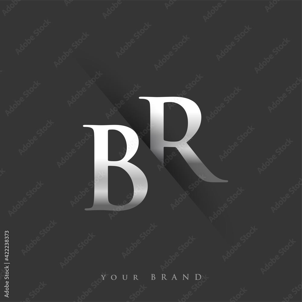 initial logo letter BR for company name, silver color and slash design ...