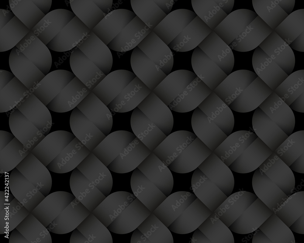 Black seamless pattern of quadratic woven bands. Vector dark repeating ...