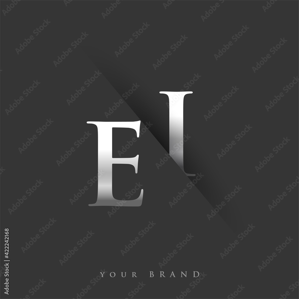 initial logo letter EI for company name, silver color and slash design ...
