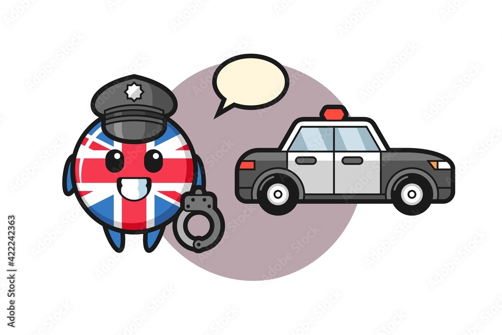 Cartoon mascot of united kingdom flag badge as a police Stock Vector ...