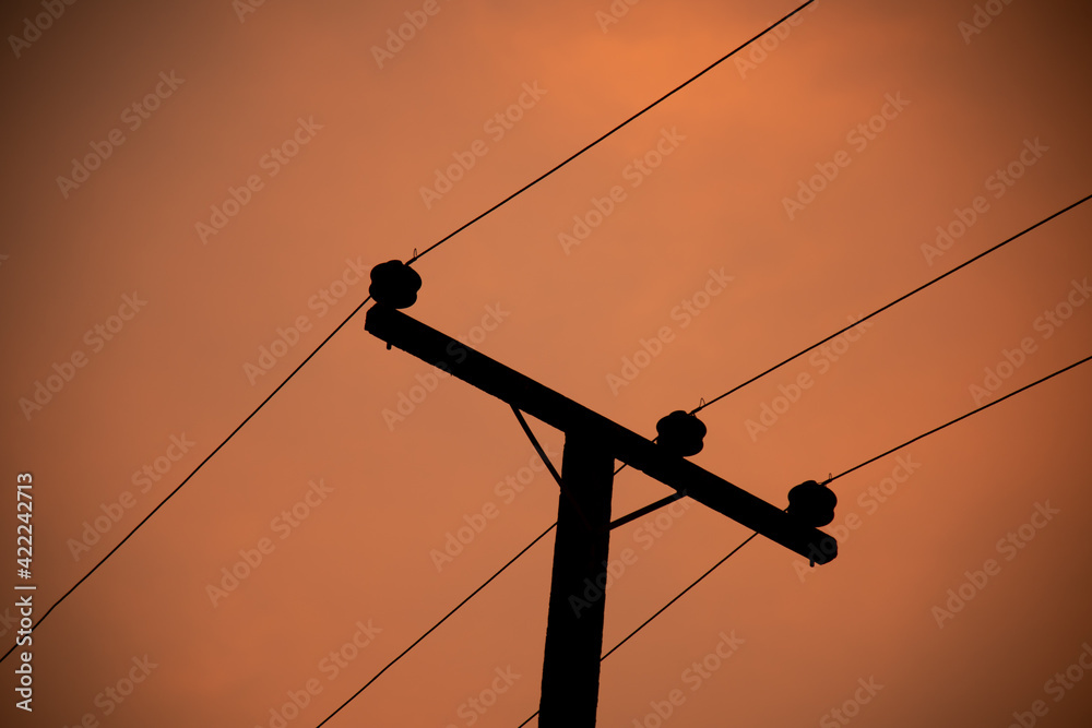 Electric pole on sky background. Stock Photo | Adobe Stock