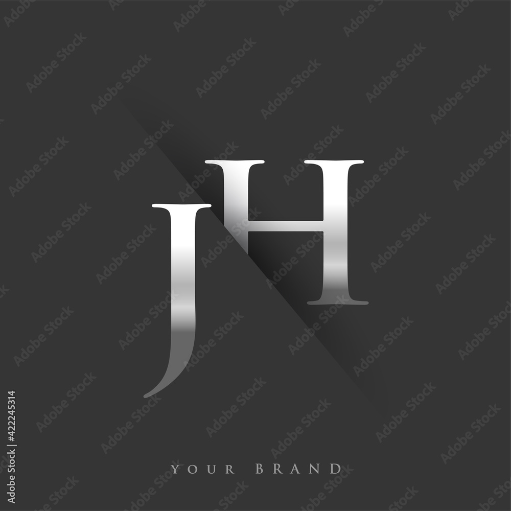 initial logo letter JH for company name, silver color and slash design ...