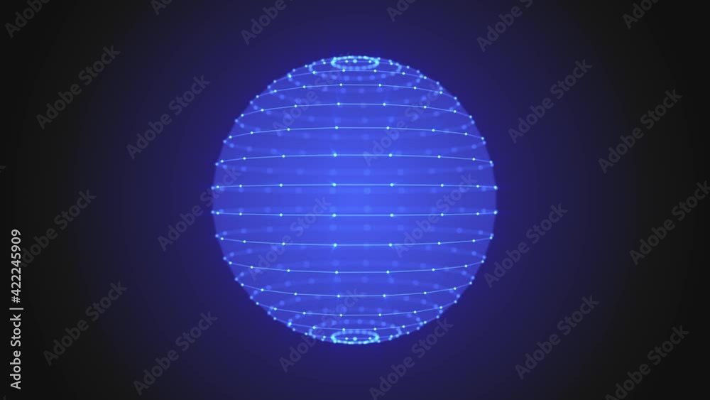 3d Sphere Box With Glowing Strokes Spinning Loop/ 4k animation of an ...
