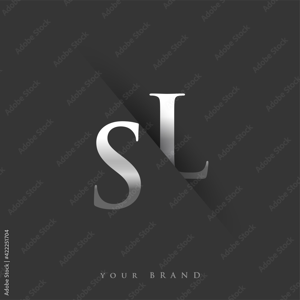 initial logo letter SL for company name, silver color and slash design ...
