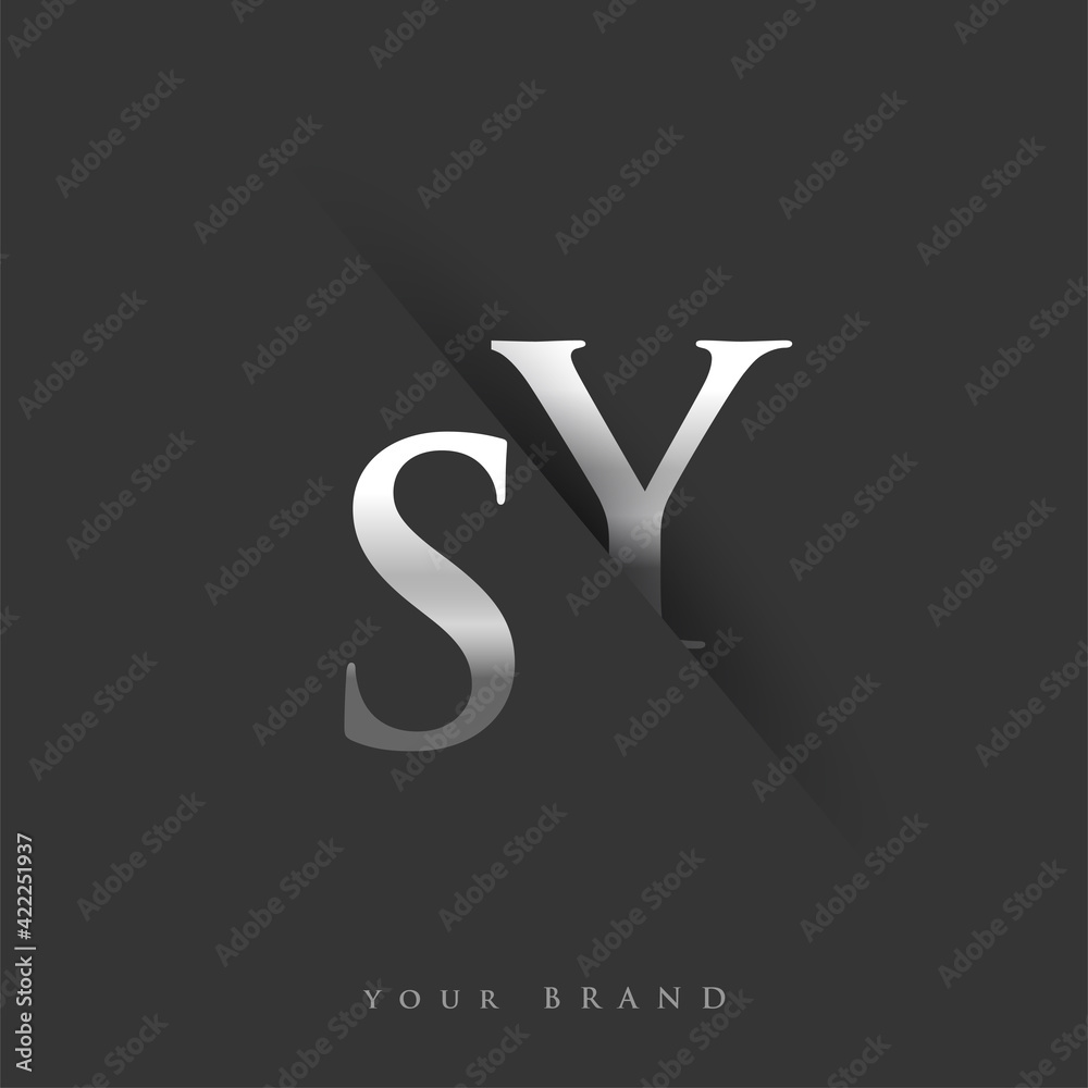initial logo letter SY for company name, silver color and slash design ...