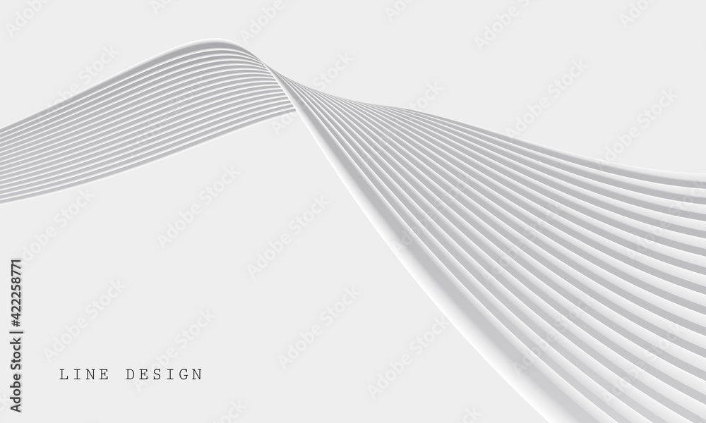 3D white stripe moving in perspective, wave made og lined surface in ...
