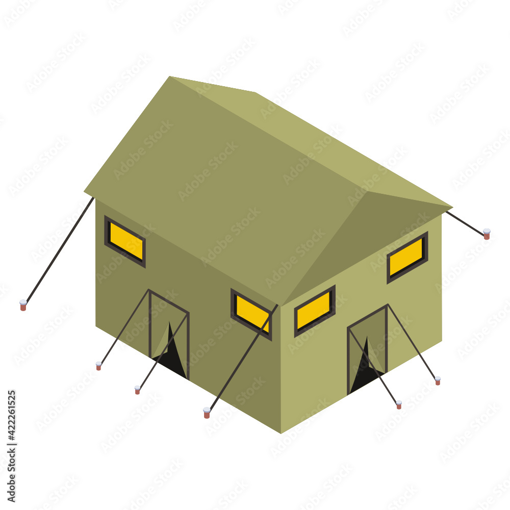 Editable isometric icon of army camp Stock Vector | Adobe Stock