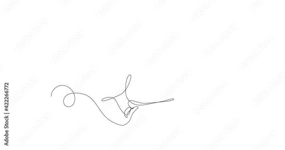 Self drawing animation of continuous line drawing of curvy woman, back ...