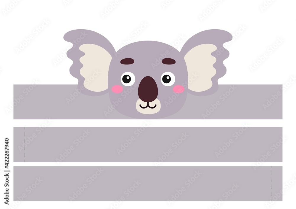 Printable koala paper headband. Party crown die cut template for ...