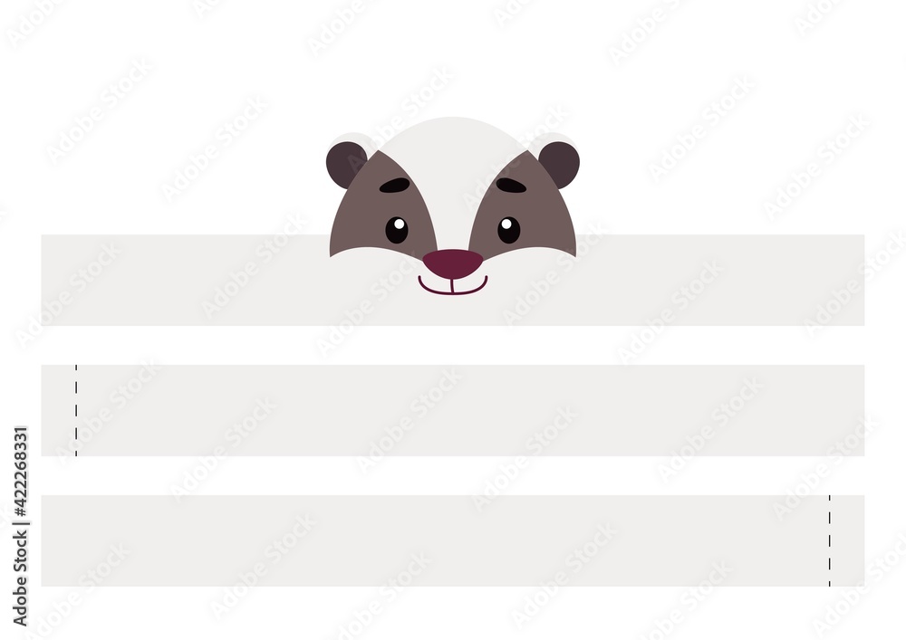 Printable badger paper crown. Party headband die cut template for ...