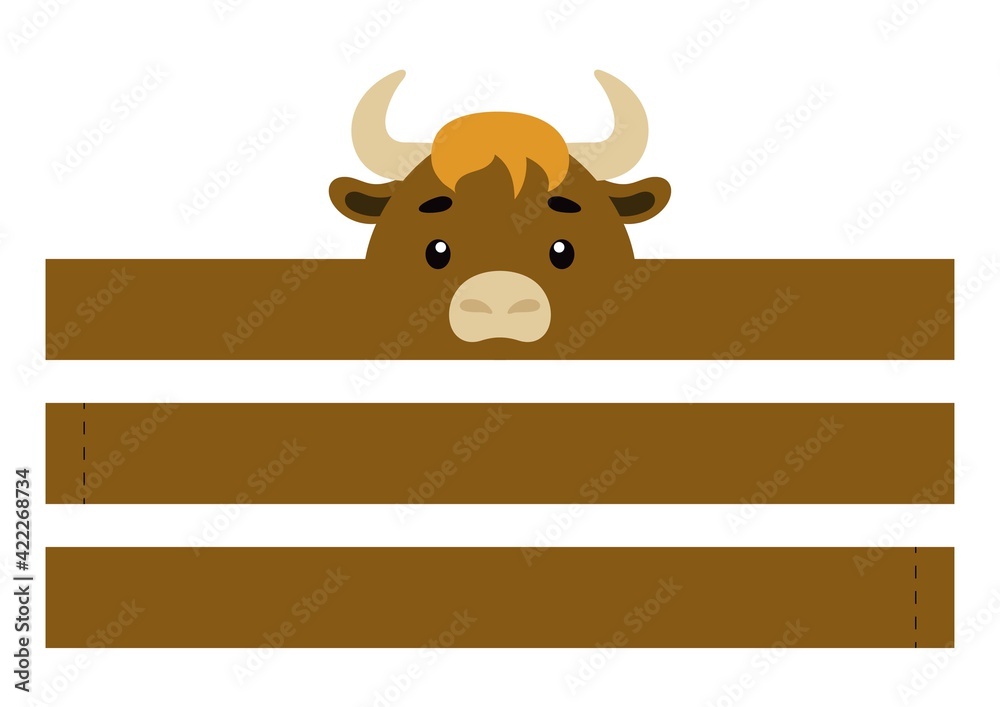 Printable musk-ox paper crown. Party headband die cut template for ...