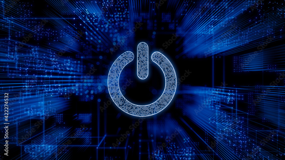 Activate Technology Concept with power symbol against a Futuristic ...