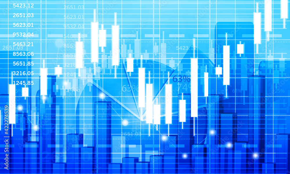 Stock market investment trading graph chart. 3d illustration. Stock ...