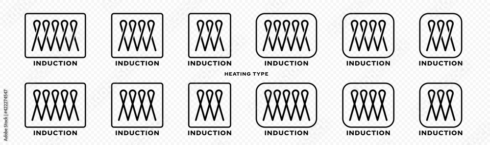 Product packaging concept. Marking is an induction type of heating ...