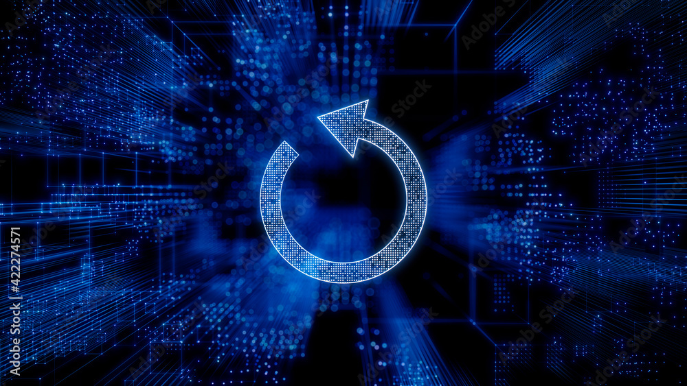 Reload Technology Concept with refresh symbol against a Futuristic ...