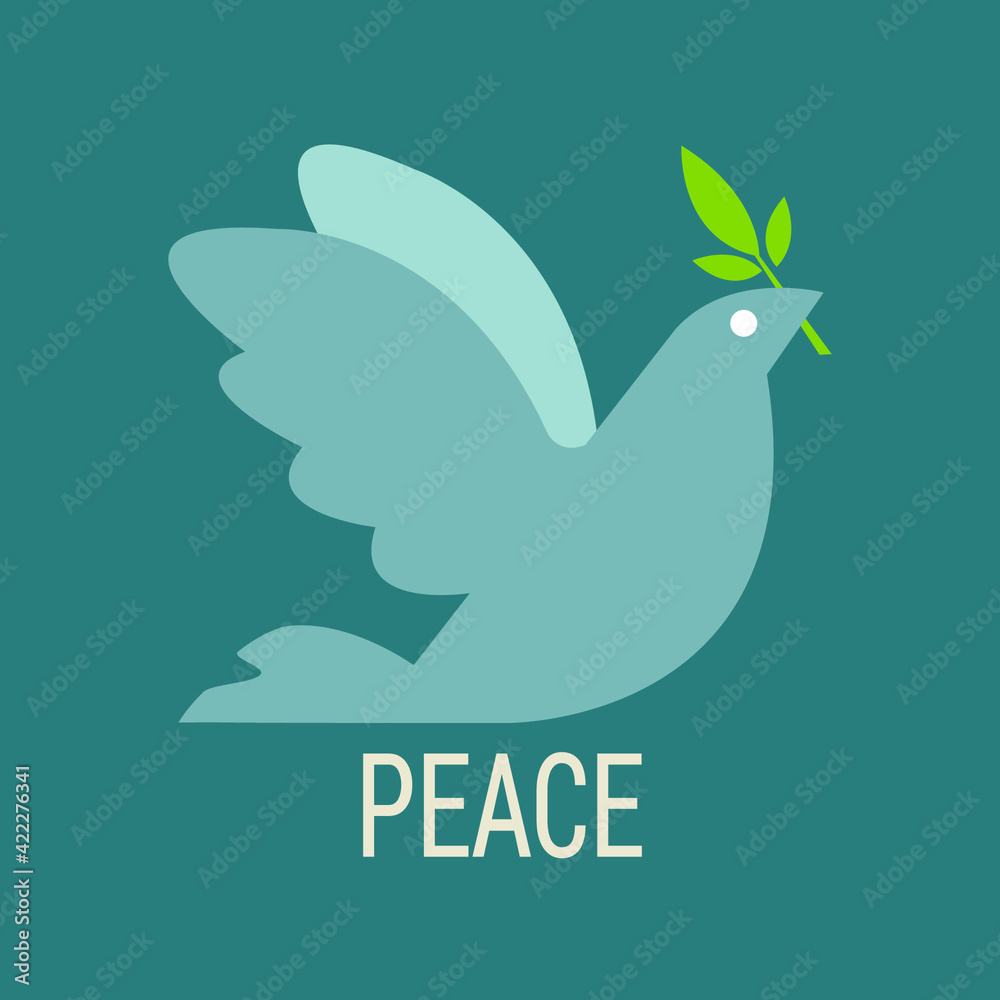 A gray dove of peace with a branch of olive in its beak. Vector ...