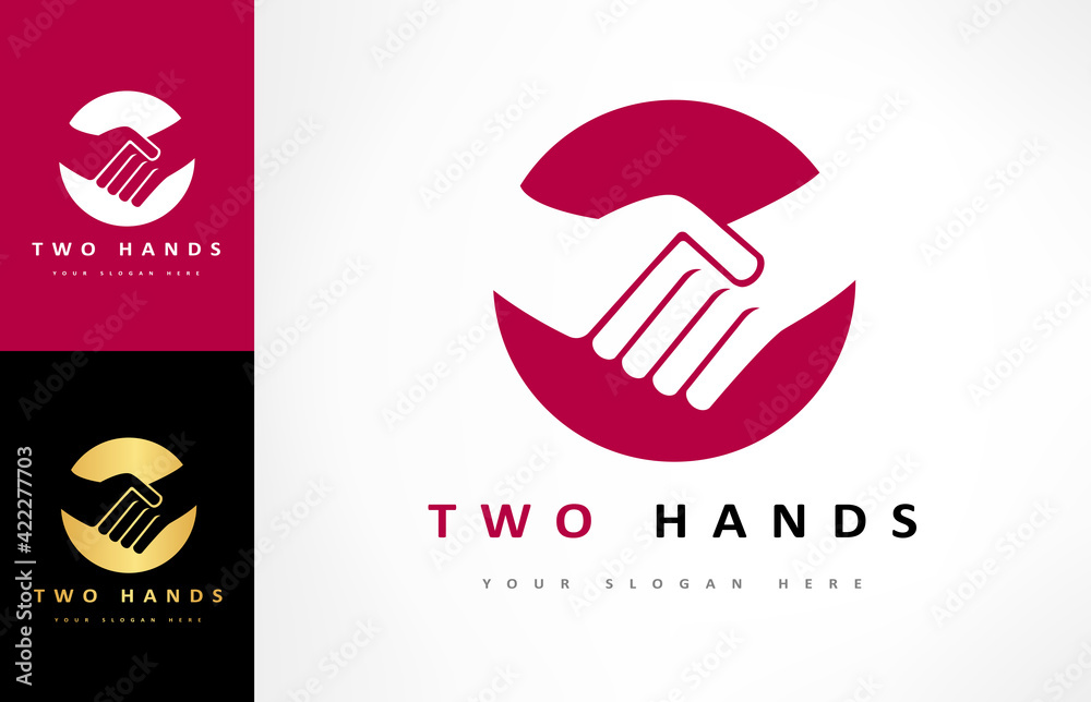 Two hands logo vector. Handshake, partnership, cooperation and ...