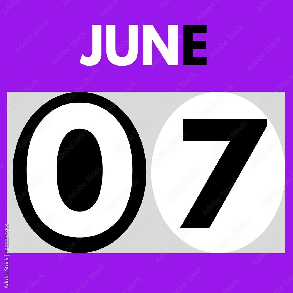 June 7 . Modern daily calendar icon .date ,day, month .calendar for the ...