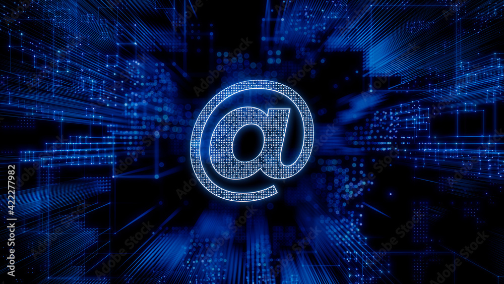 Email Technology Concept with @ symbol against a Futuristic, Blue ...