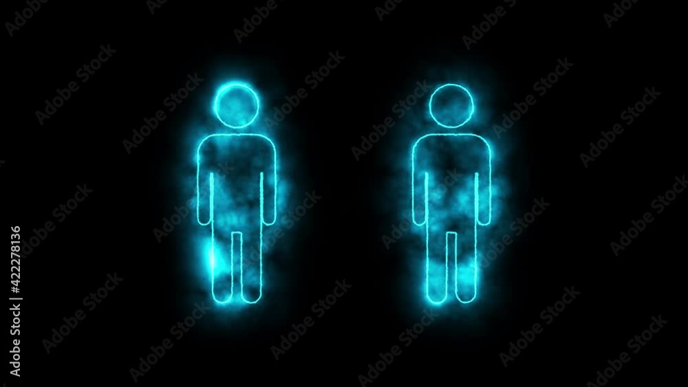 two men icon with dynamic blue neon lines on a black background. Stock ...
