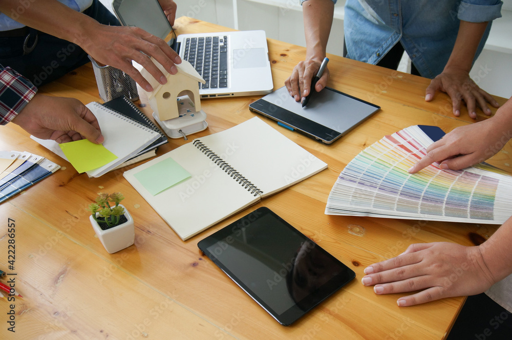 Graphic designer working on digital tablet. artist drawing on graphic ...