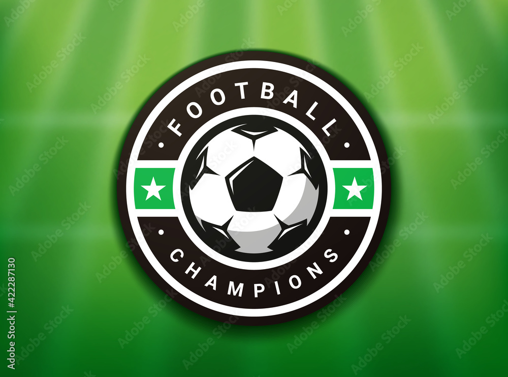 Football logo in flat style. Soccer ball. Sport games. Emblem, badge ...