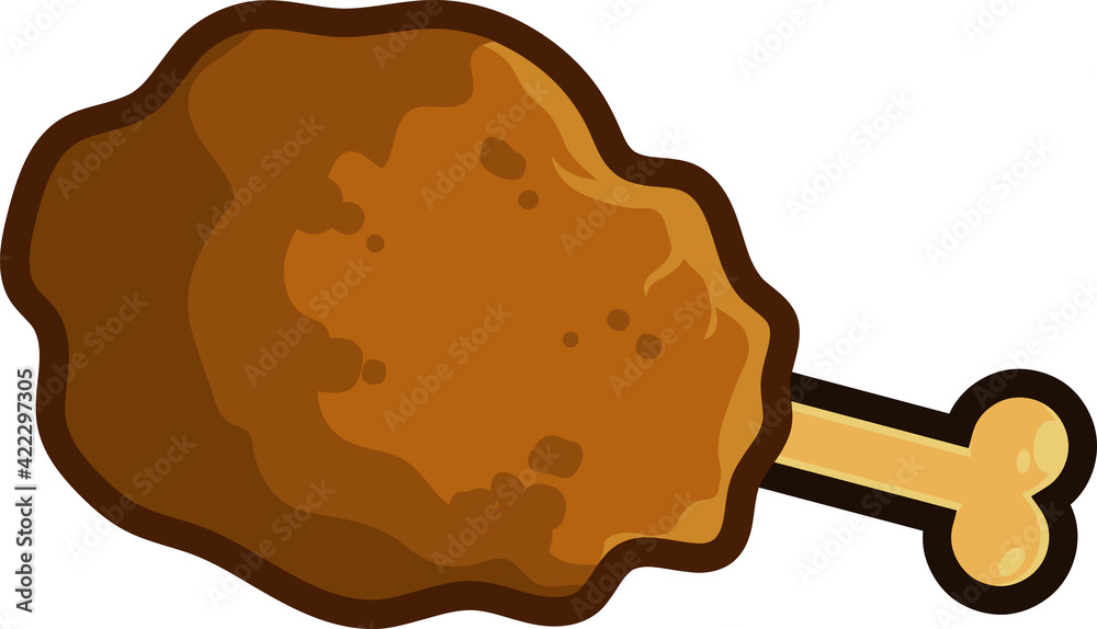 Cartoon Fried Chicken Drumstick. Vector Hand Drawn Illustration ...