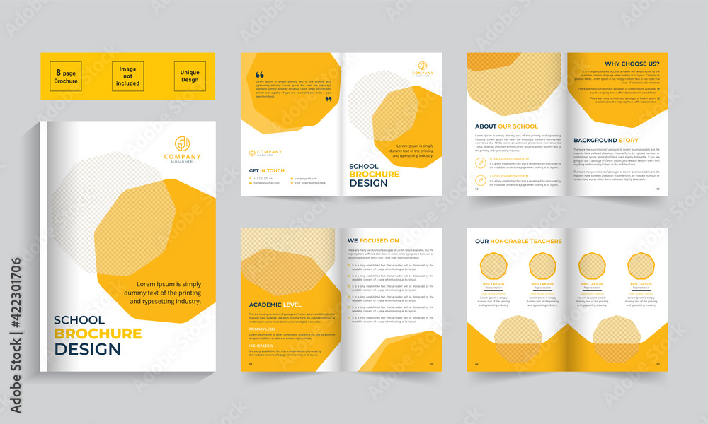 Bifold school brochure template. Collage brochure. Education company ...