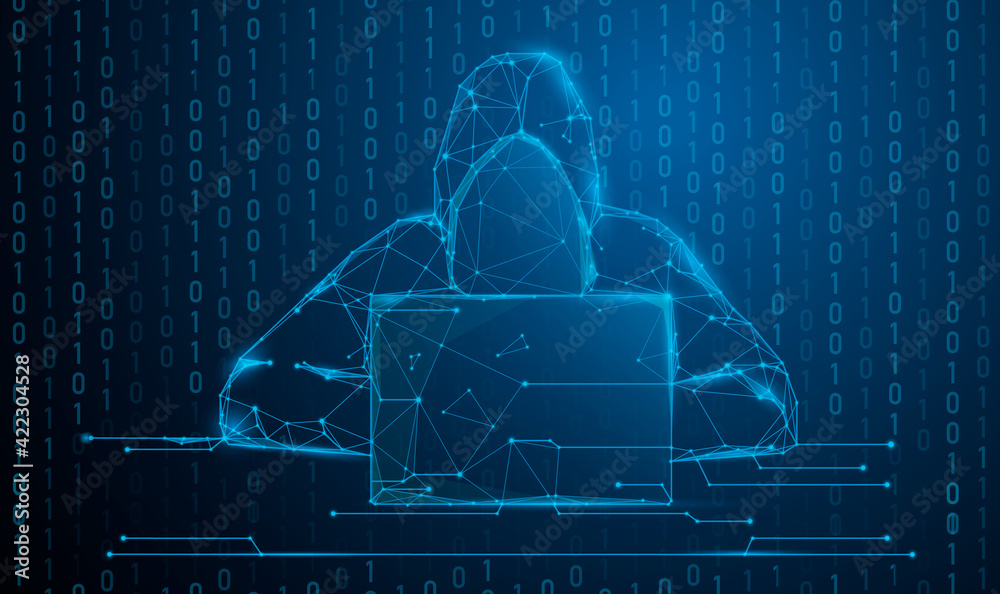 Hacking And Malware Concept Hacker Using Abstract Laptop With Binary Code Digital Interface
