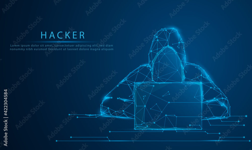 Hacking And Malware Concept Hacker Using Abstract Laptop With Binary Code Digital Interface