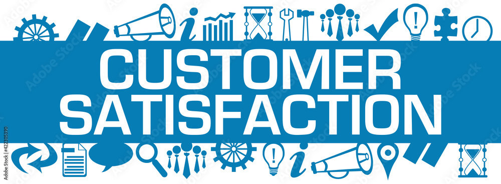 Customer Satisfaction Blue Business Symbols Top Bottom Horizontal Stock ...