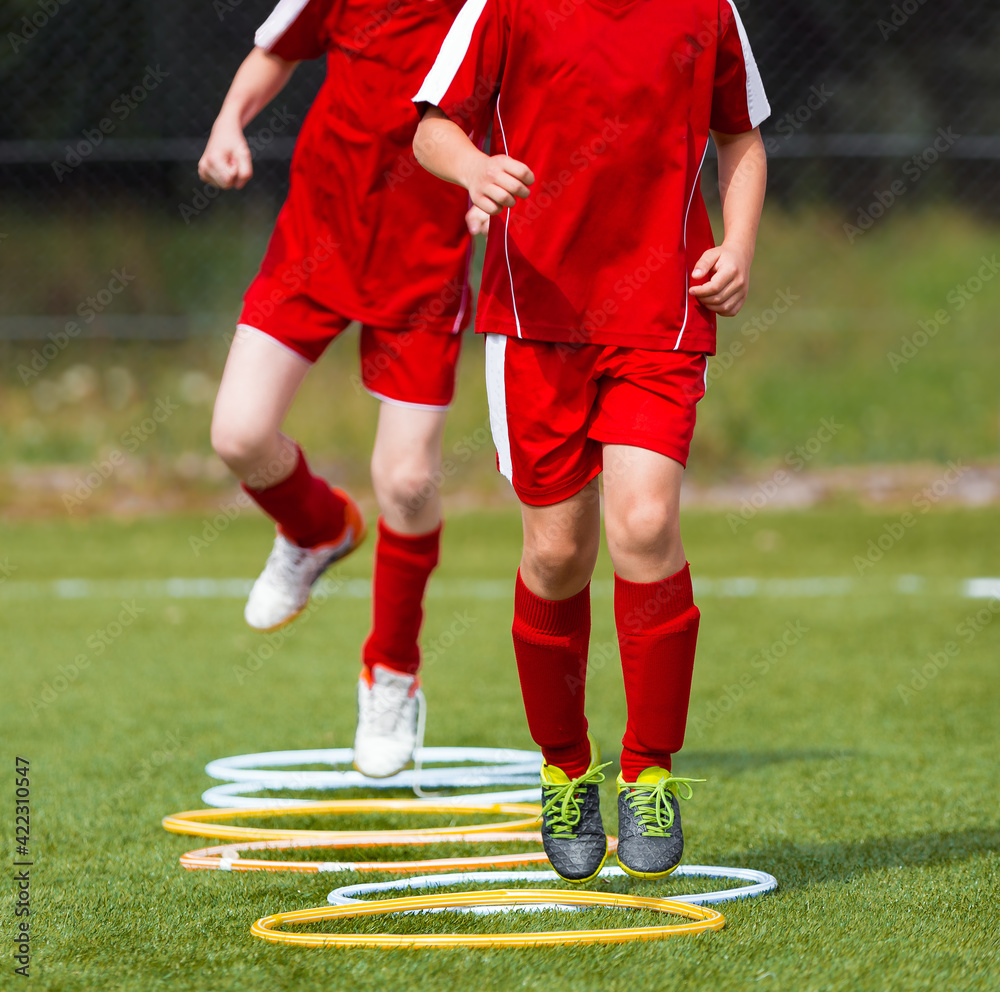 Happy children on summer physical education class. Group of kids ...