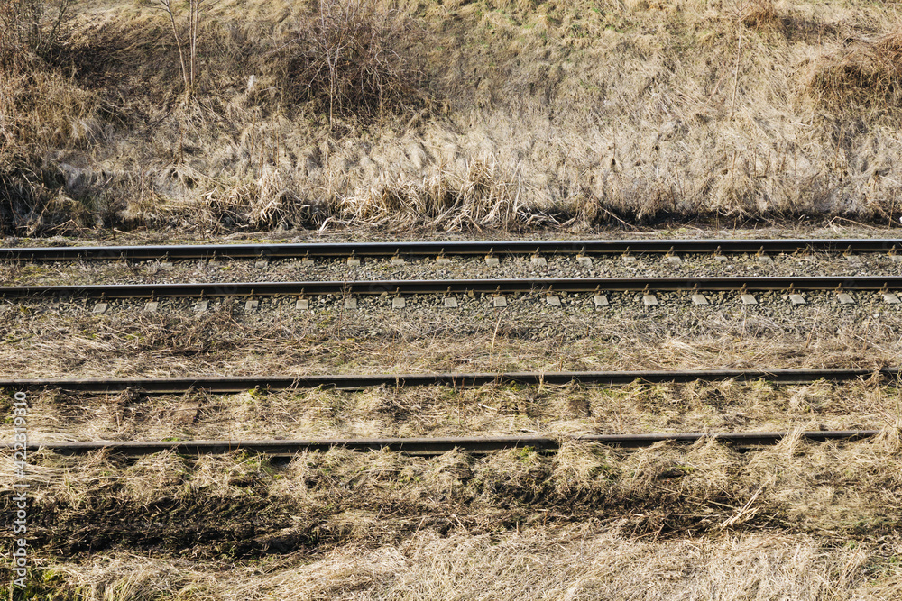 Simple railway background. Two train track texture. Older and newer ...