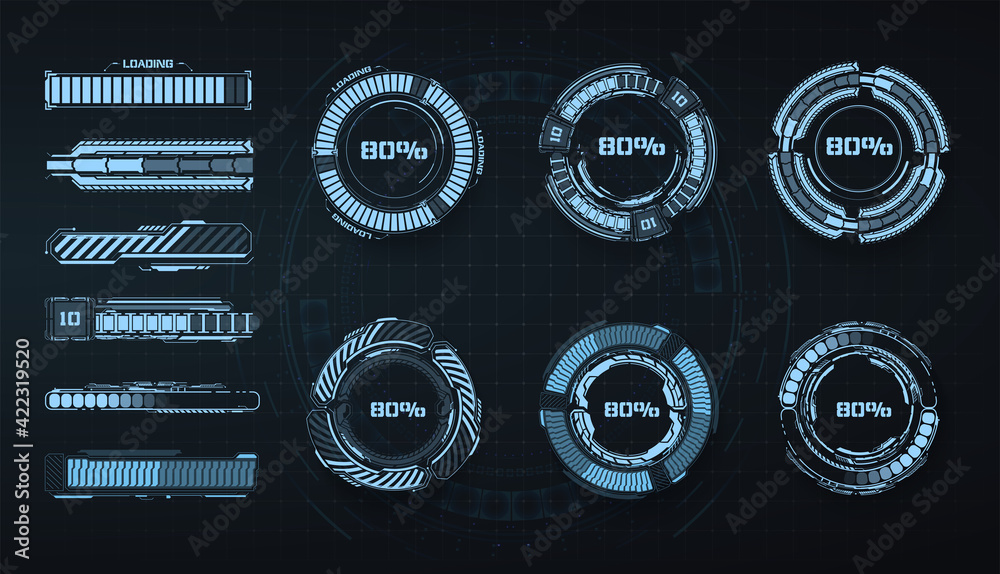 Futuristic Element Loading Bars. Download, loading upload, timeline for ...