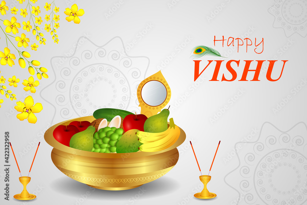 illustration of Vishu, Hindu festival celebrated in South India Stock ...