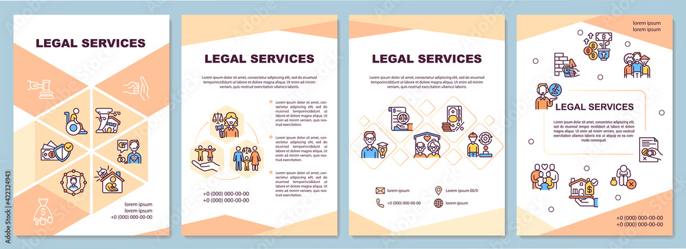 Legal services brochure template. Law support, attorney counseling ...